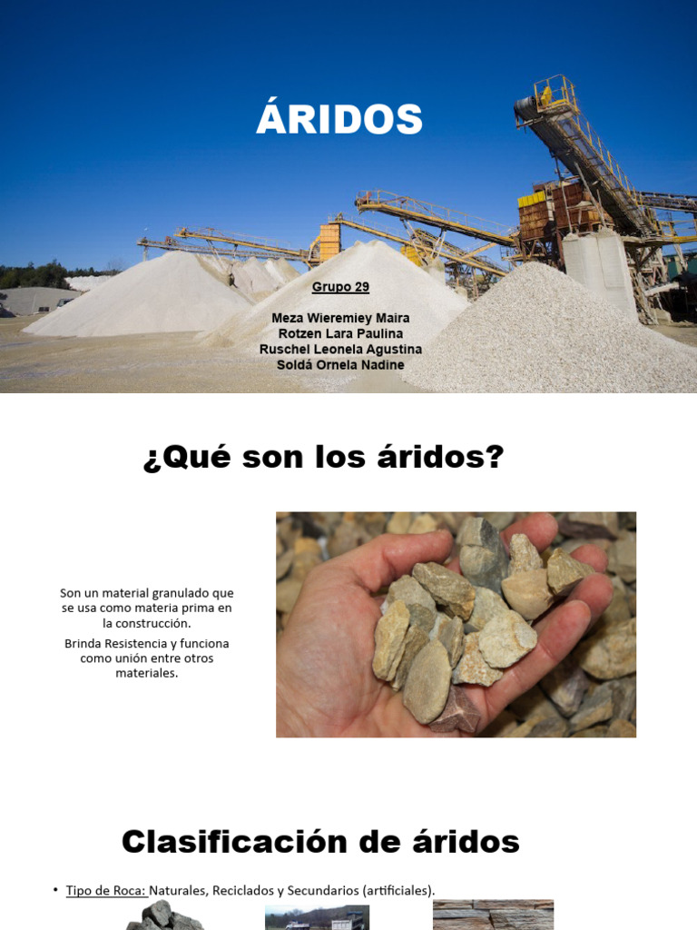 ÁRIDOS. Presentación. TP1 | PDF | Hogar, jardinería y bricolaje