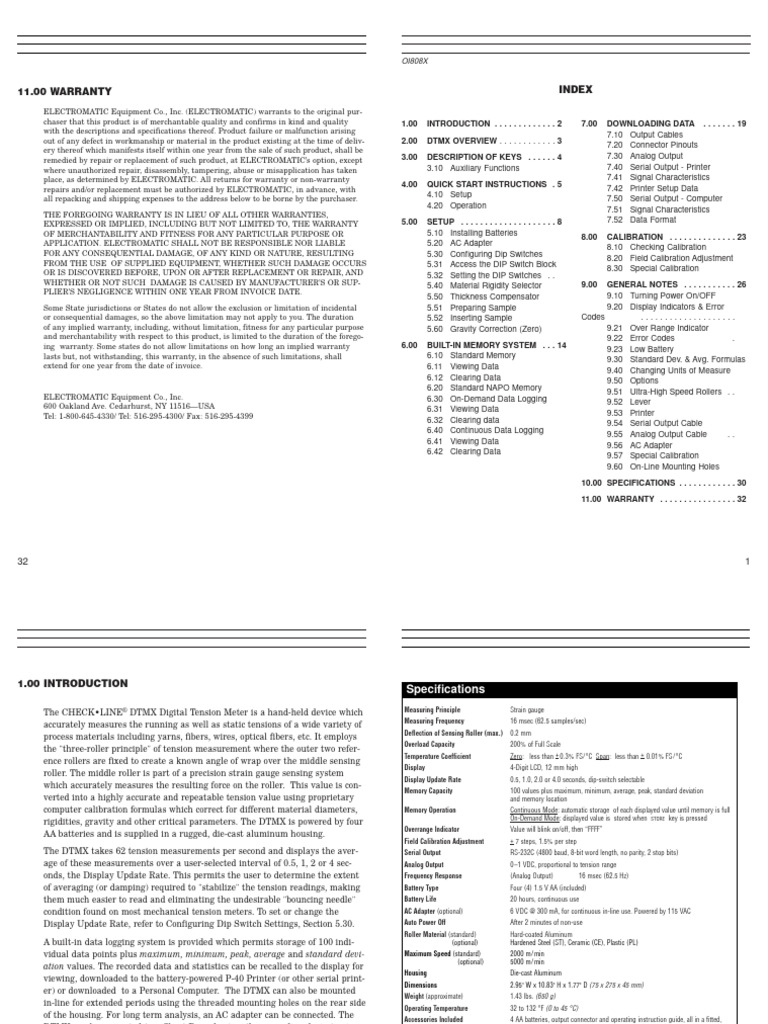 DTMX Instructions | PDF | Calibration | Pound (Mass)
