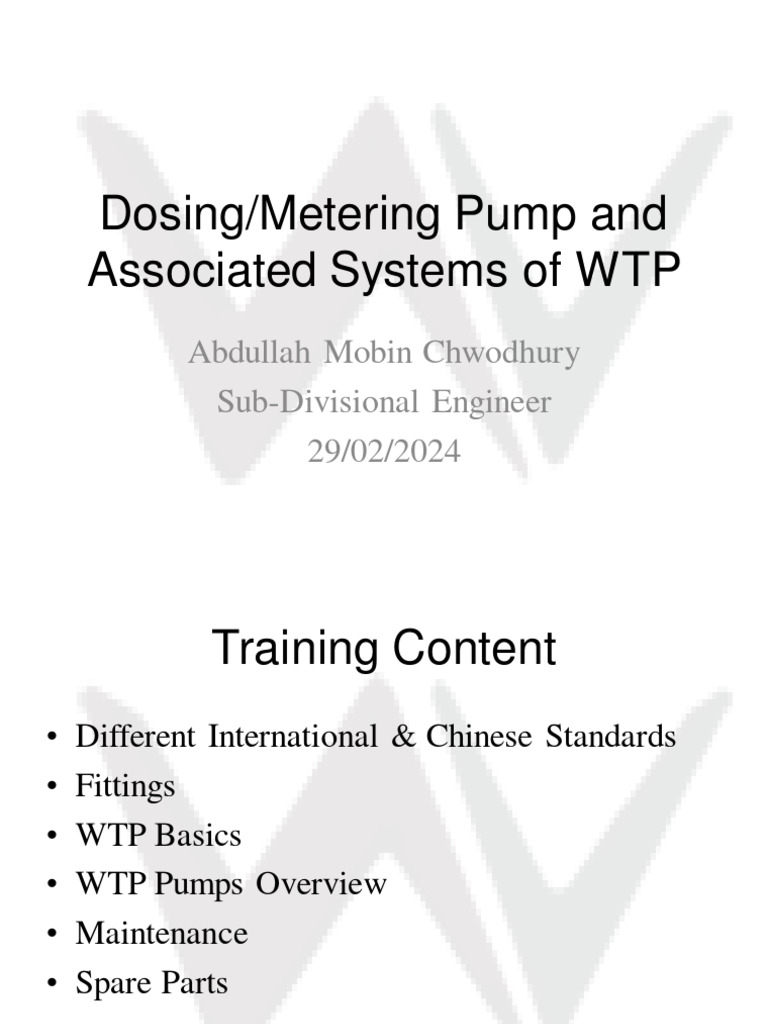O&M of WTP Metering Pumps | PDF | Pump | Membrane