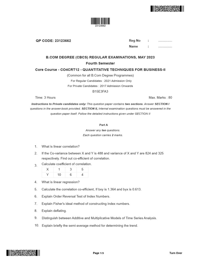 Quantitative Techniques 2 | PDF | Linear Regression | Time Series