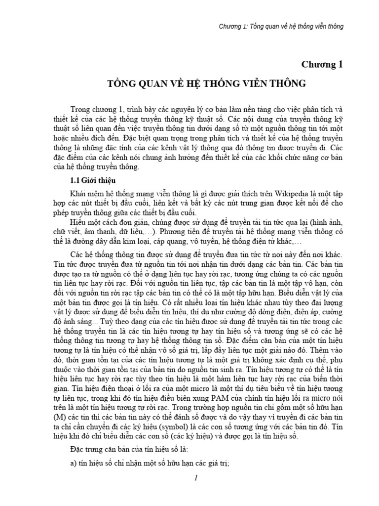 Chuong 1 Tong Quan Ve He Thong Vien Thong | PDF