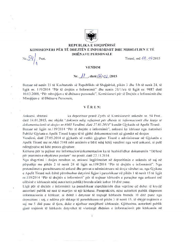 Vendim 11 Gjykata Apelit | PDF
