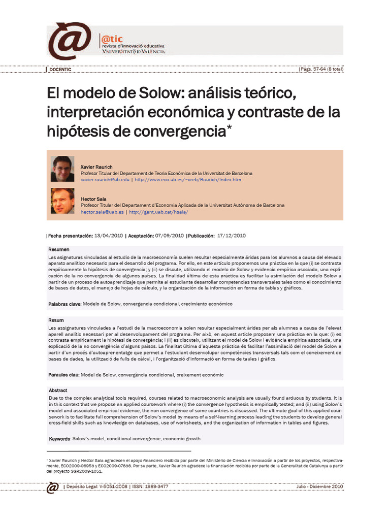 El Modelo de Solow Analisis Teorico Inte | PDF | Economias | Ciencias ...