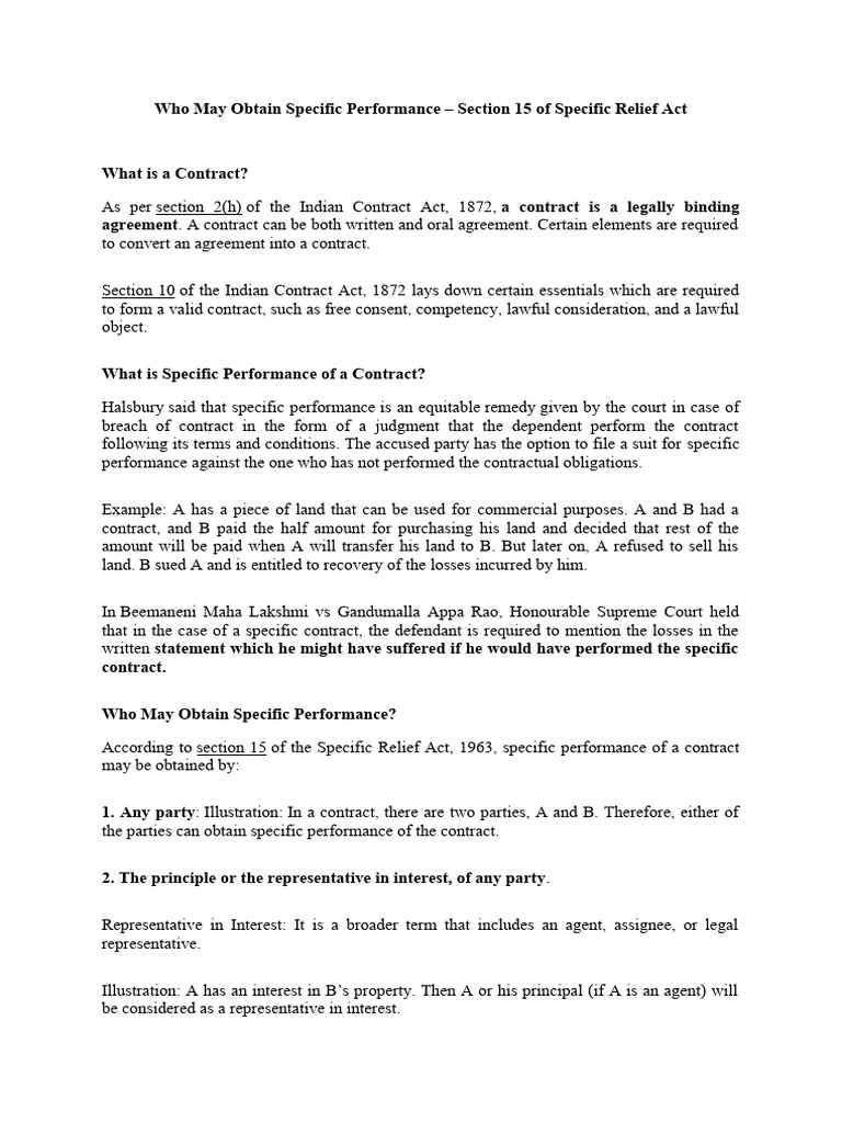 Who May Obtain Specific Performance | PDF | Legal Remedy | Lawsuit
