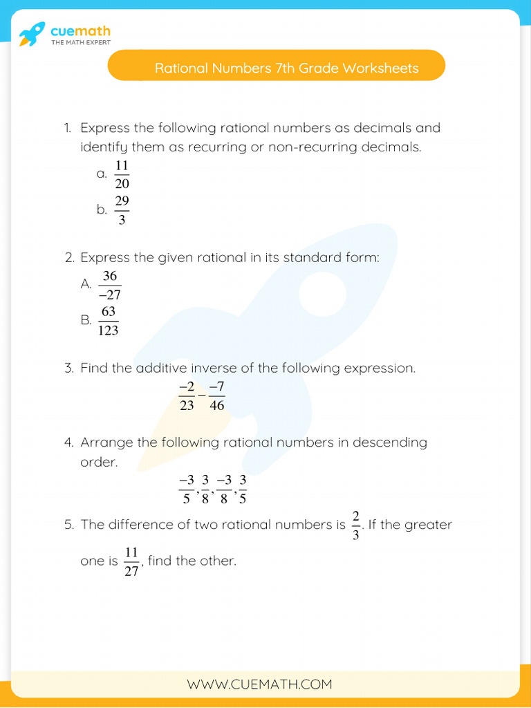 Rational Numbers Worksheet-2 | PDF