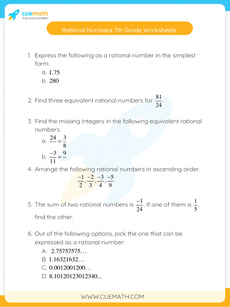Rational Numbers Worksheet-1 | PDF | Teaching Methods & Materials