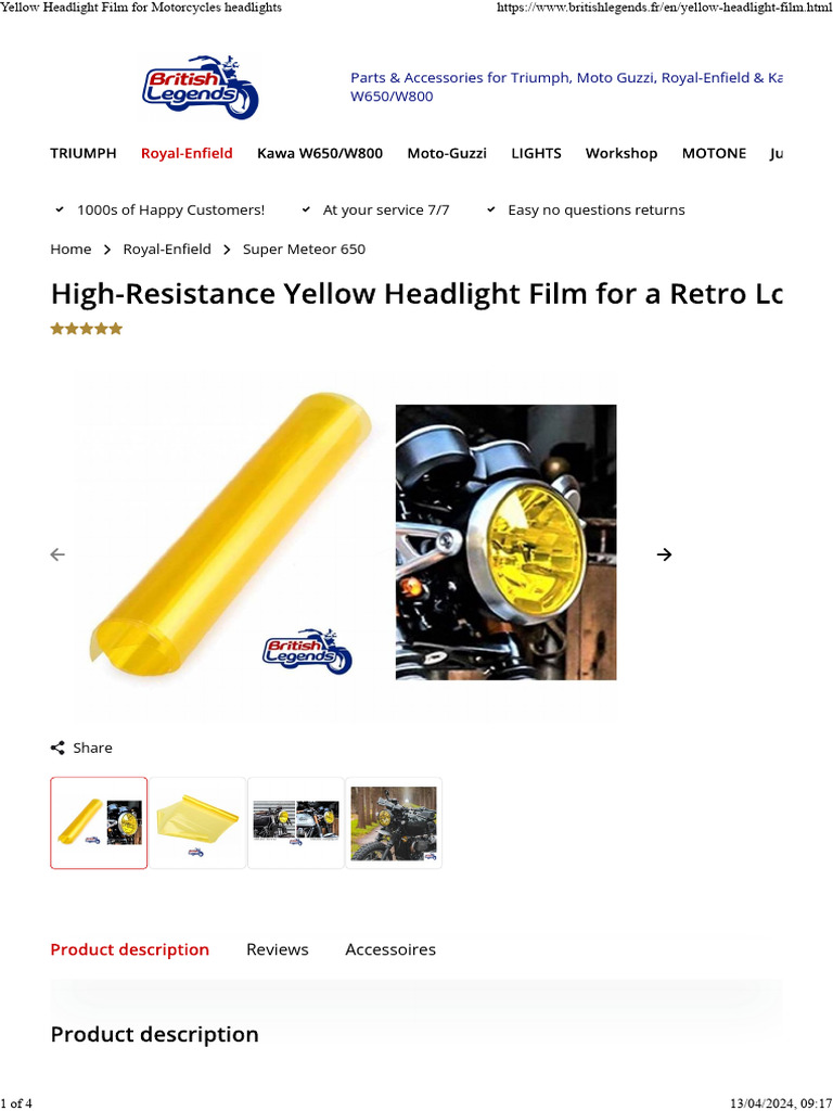 Yellow Headlight Film For Motorcycles Headlights | PDF