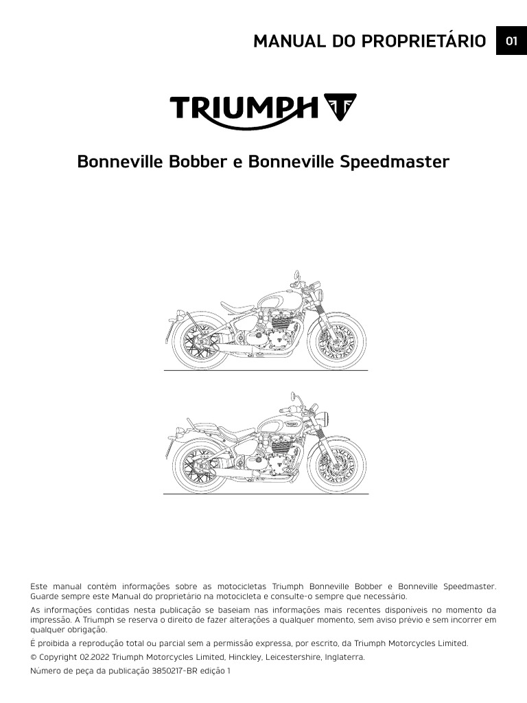 Manual Usuário - Bonneville Bobber e Speedmaster | PDF | Motocicleta ...