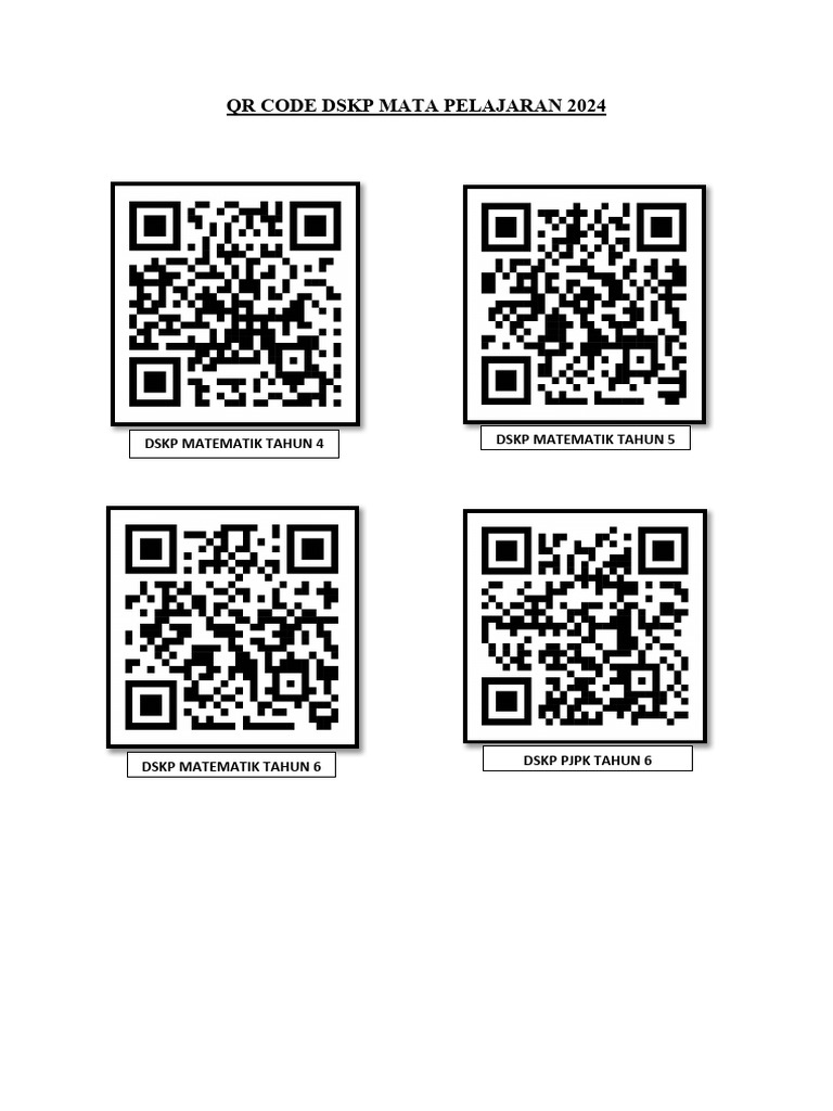 QR Code DSKP Mata Pelajaran 2024 | PDF