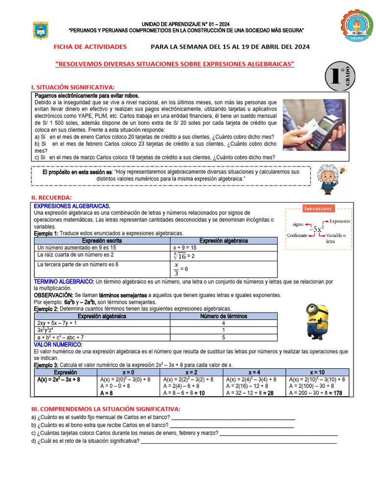 Ficha 5-1ero-Ua1 Eorm | PDF | Fórmula | Tarjeta de crédito