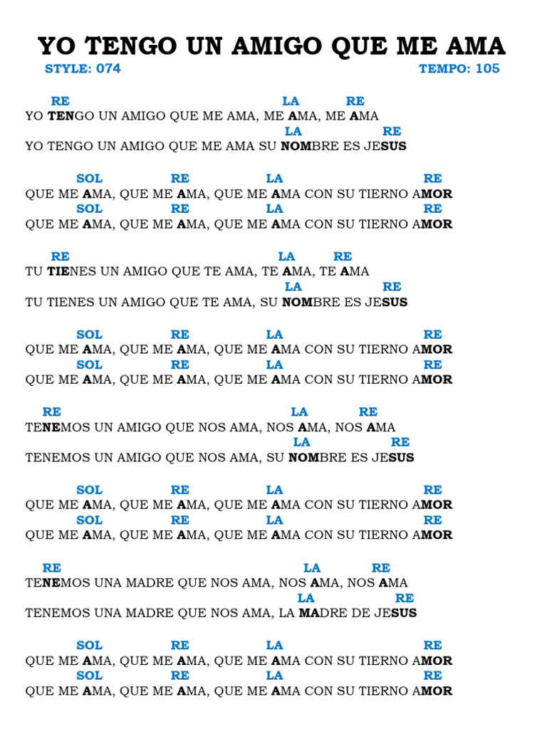 Acordes y Letra: Yo Tengo un Amigo | PDF