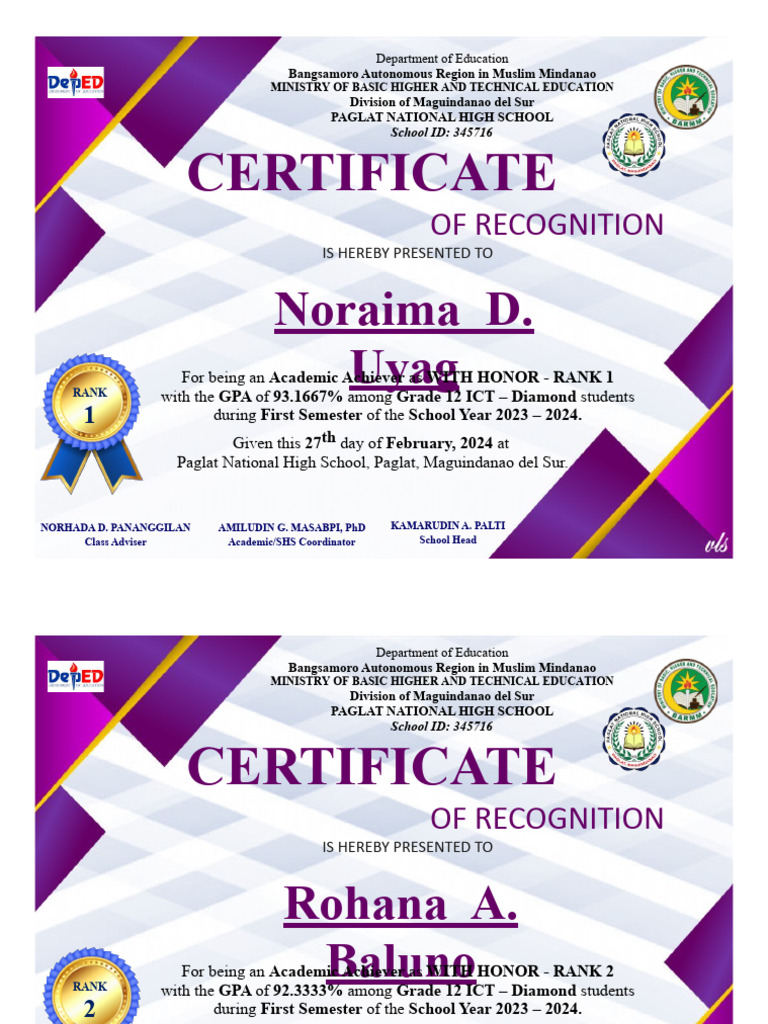 Cert of Recog | PDF | Mindanao | Philippines