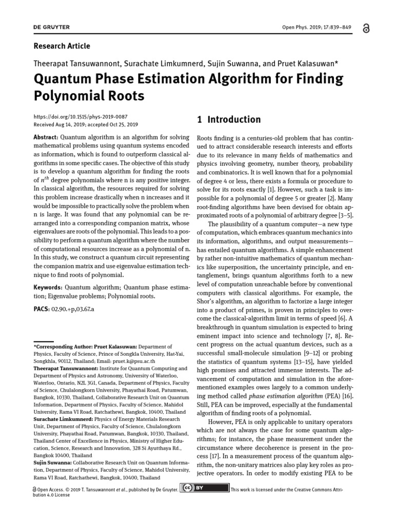 10.1515 - Phys 2019 0087 | PDF | Eigenvalues And Eigenvectors | Quantum Computing