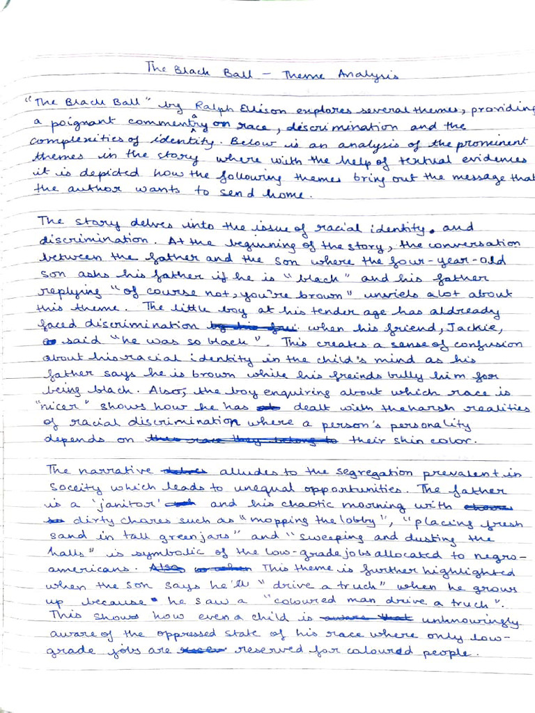 The Black Ball Theme Analysis | PDF