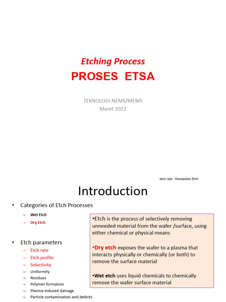 Etching - Proses Etsa | PDF | Sputtering | Physical Sciences