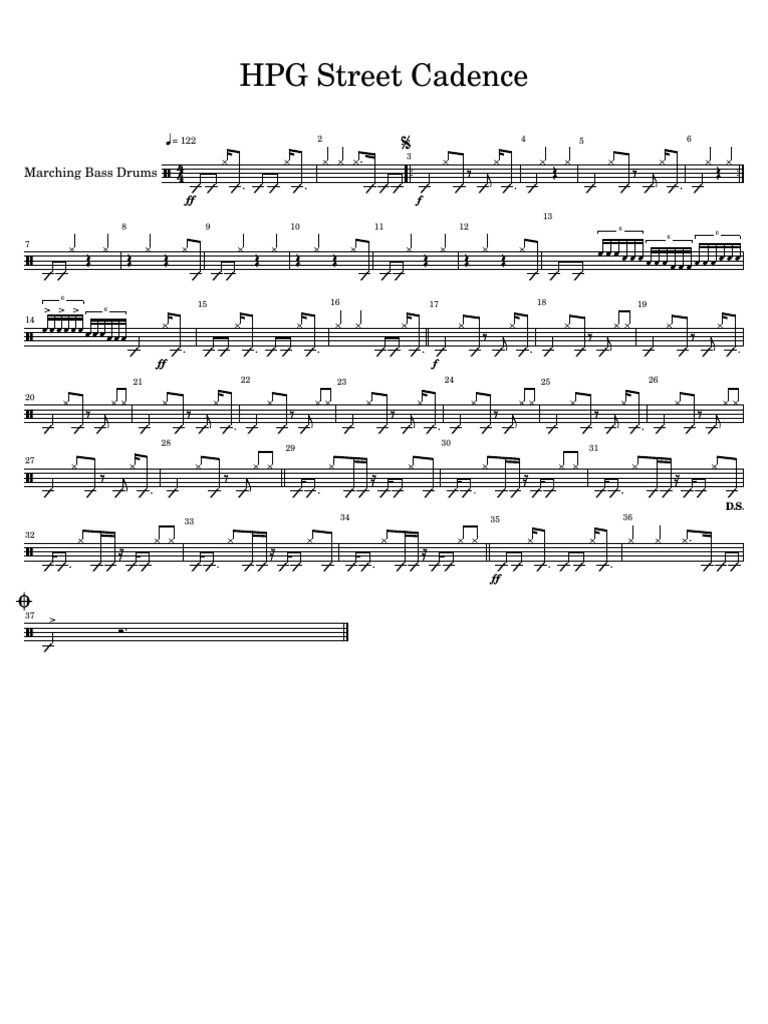 HPG Street Cadence - Marching Bass Drums | PDF