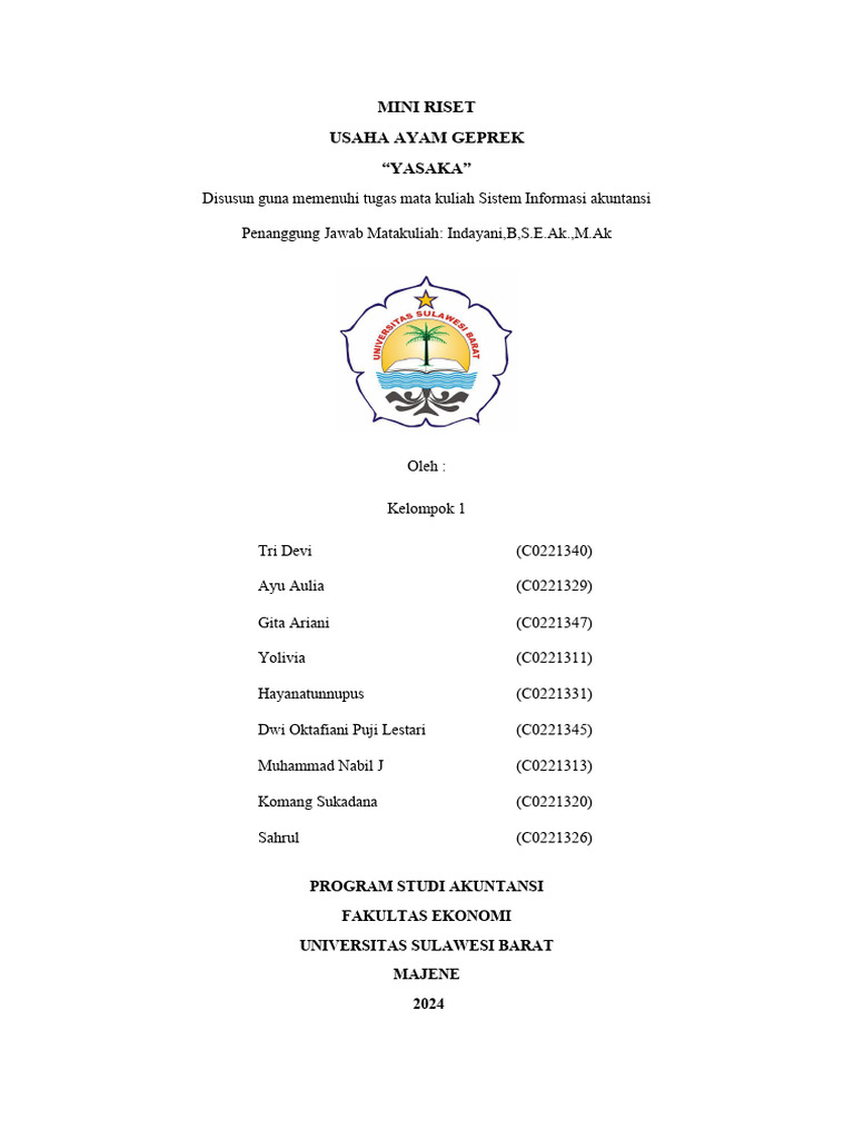 Mini Riset Kelompok 1 | PDF | Pengelolaan Keuangan & Uang