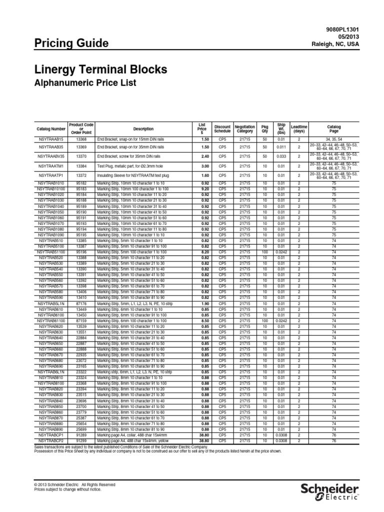 Linergy Terminal Blocks | PDF | Electrical Engineering | Electrical Components