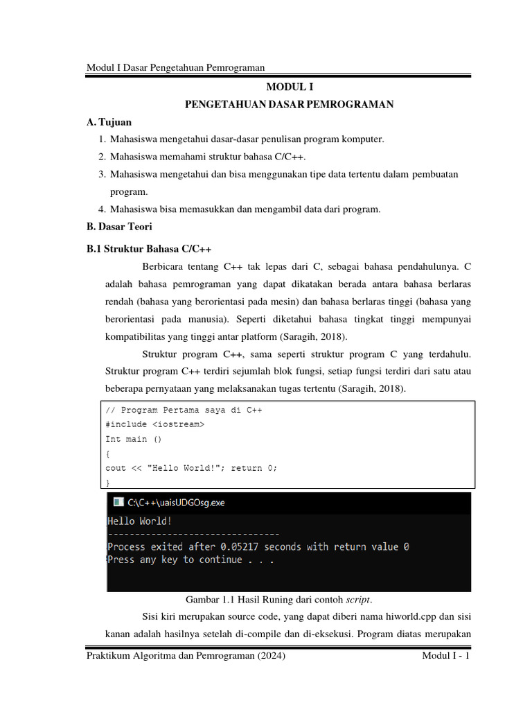 Dasar Pemrograman C++ untuk Mahasiswa | PDF | Metode & Bahan Ajar ...