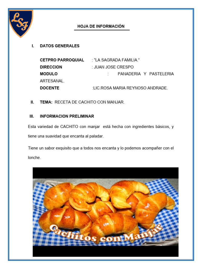 Cachito Con Manjar | Descargar gratis PDF | Panes | Confitería