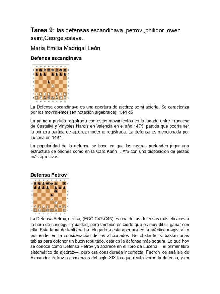 Tarea 8 Ajedrez | Descargar gratis PDF | Aperturas de ajedrez | Juegos tradicionales