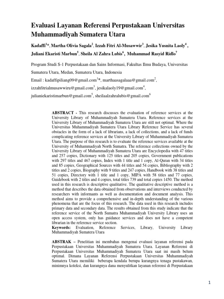 Evaluasi Layanan Referensi Perpustakaan UMSU | PDF