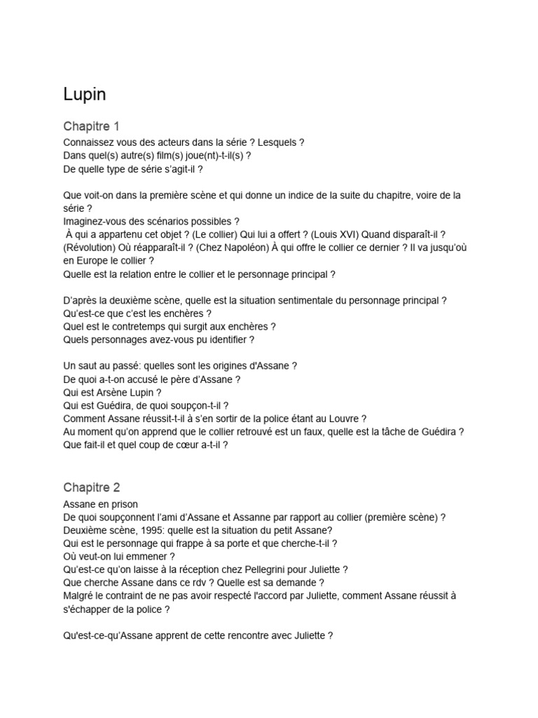 Assane Lupin : Mystères et Enquêtes | PDF