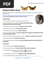Peppered Moth Game and Lab Guide | PDF | Evolutionary Biology | Biology