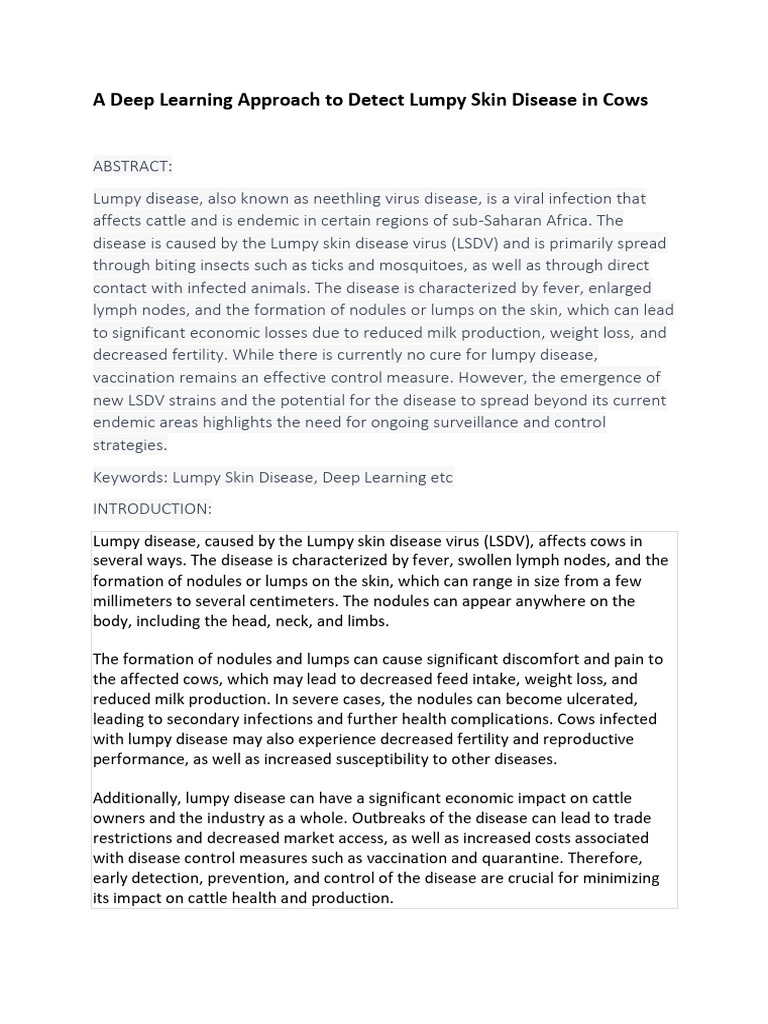 A Deep Learning Approach To Detect Lumpy Skin Disease in Cows | PDF ... A Deep Learning Approach To Detect Lumpy Skin Disease in Cows | PDF ...