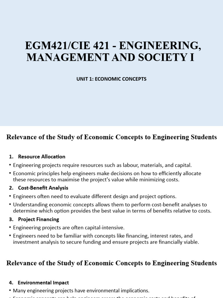 EGM421 and CIE 421 - Economic Concepts | PDF | Demand | Supply (Economics)
