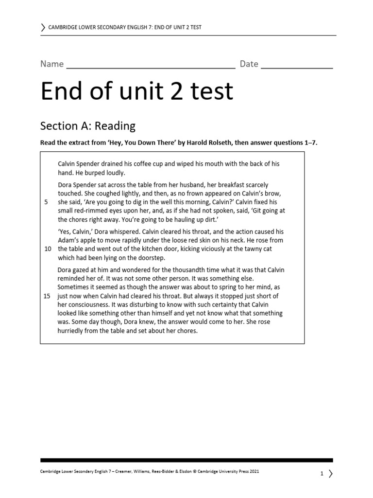 LS English 7 Unit 2 Test | PDF