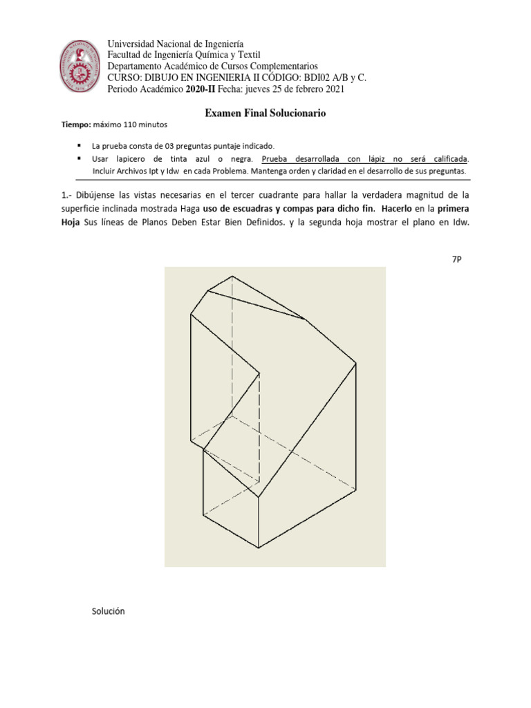 BDI02A EX Final 2020 - II Solucionario | PDF