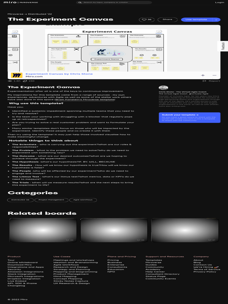 Chris Stone's The Experiment Canvas Template Miroverse | PDF | Experiment | Hypothesis