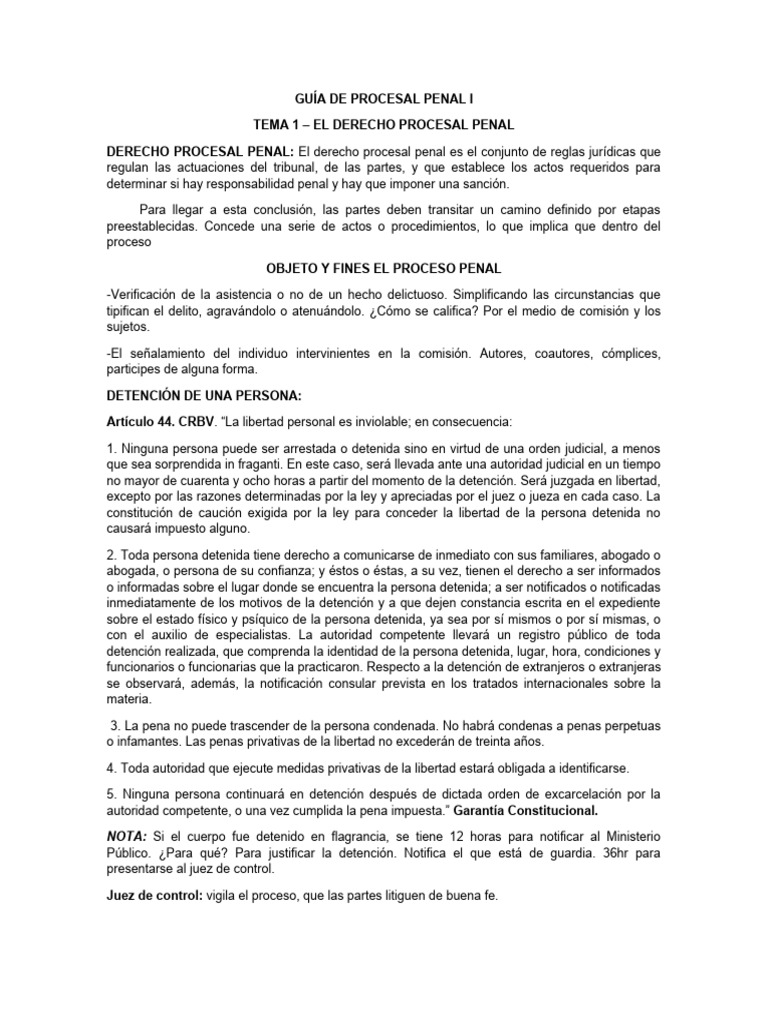 GUÍA DE PROCESAL PENAL I TEMAS 1 2 y 3 | PDF | Queja | Ley procesal