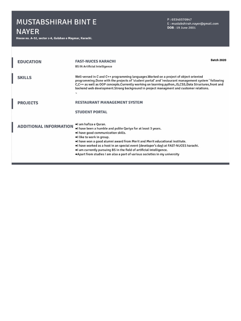 mustabshirah+official+resume | PDF