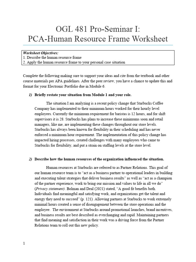 3 HR Frame Worksheet Ogl 481 | PDF | Human Resources | Starbucks