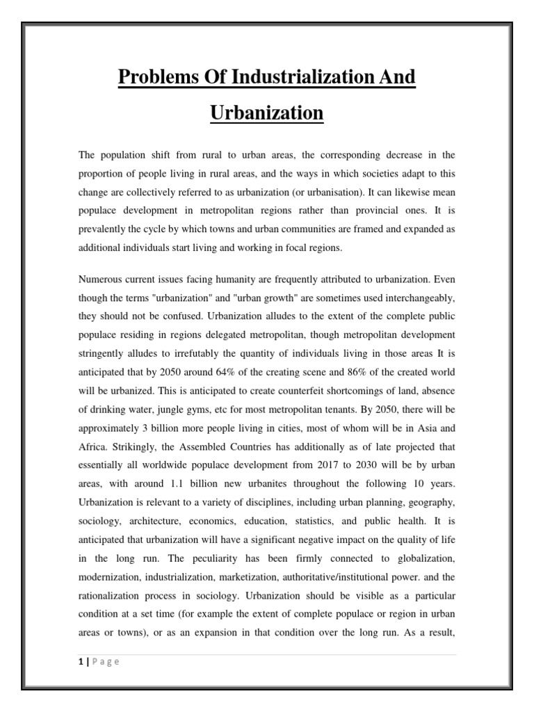 Problems of Industrialization and Urbanization | PDF | Urbanization ...