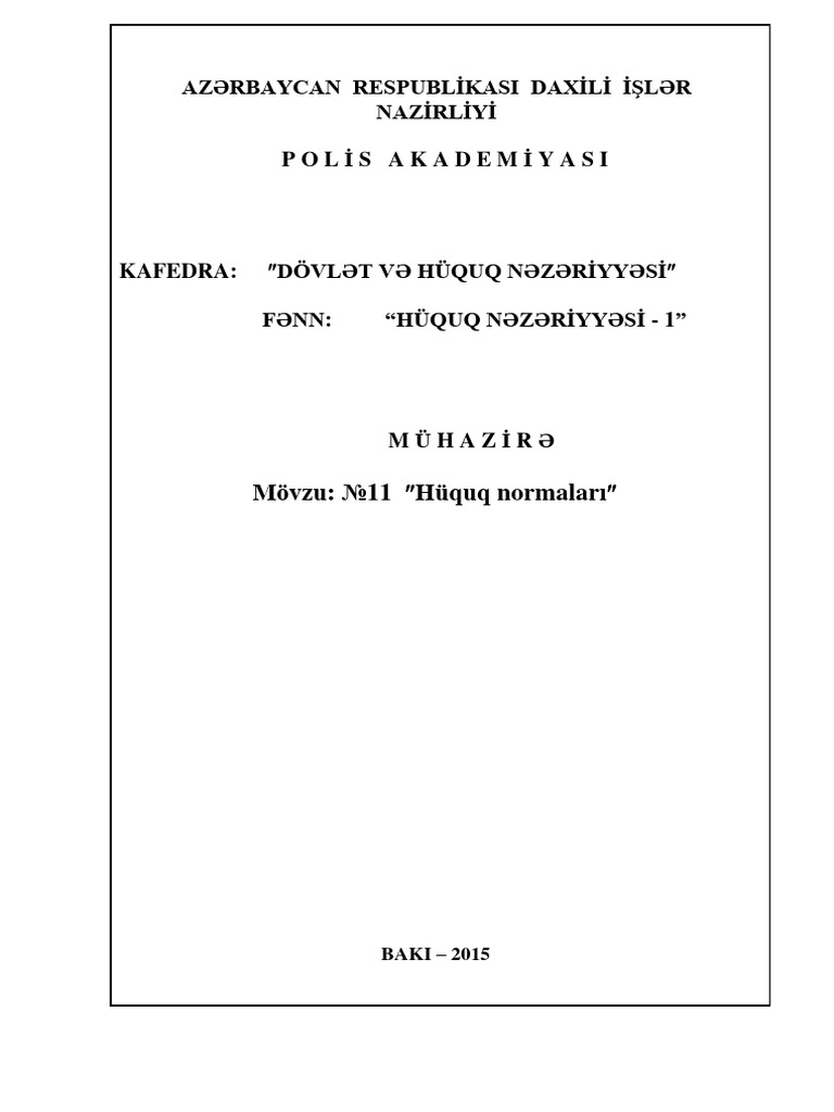 187 Movzu 11 Huquq Normalari | PDF