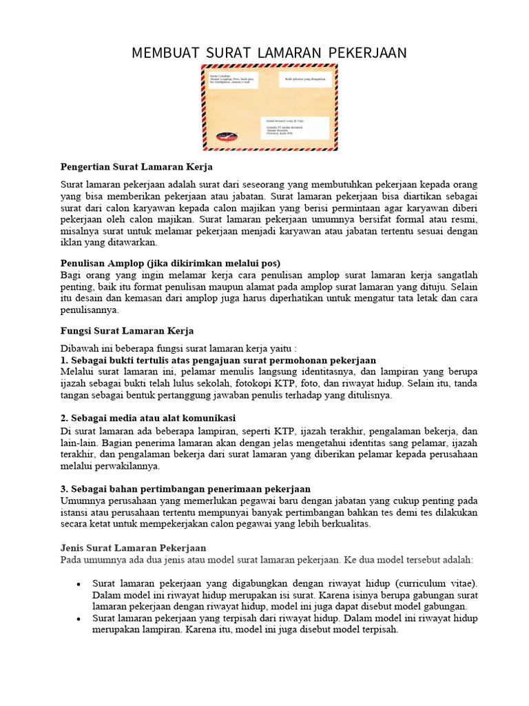 Panduan Lengkap Surat Lamaran Kerja | PDF | Karier & Perkembangan | Bisnis