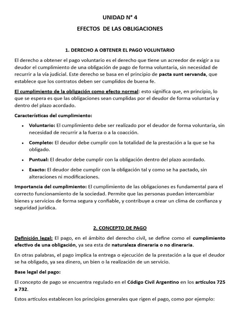 Teoria General de Las Obligaciones - Resumen Unidad #4 | PDF | Pagos | Estatuto de limitaciones