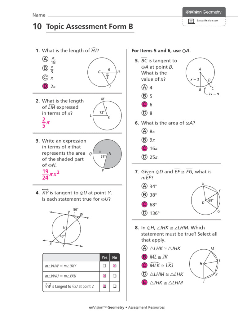 Topic Assessment Form B: BC Is Tangent To HJ ? | Download Free PDF ...