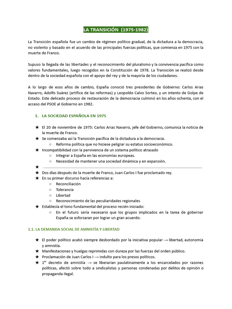 La Transición 1975 1982 Pdf España Franquista Ciencias Políticas