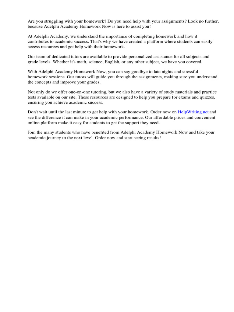 Homework Help at Adelphi Academy | PDF | Homework | Brooklyn