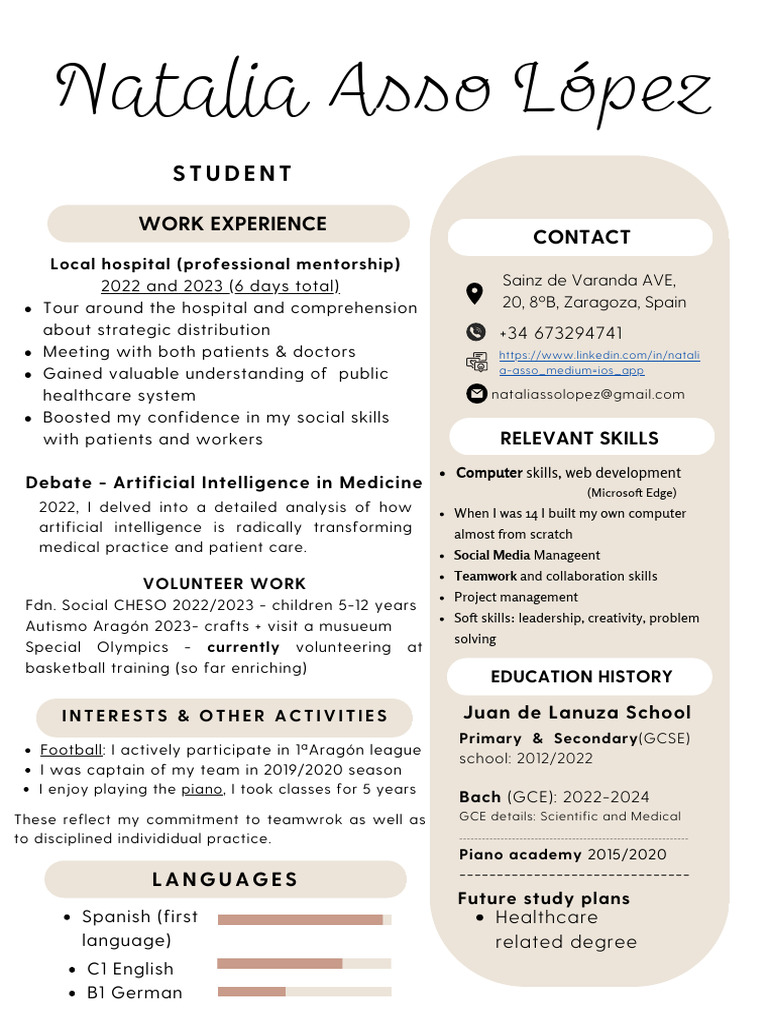 Curriculum Vitae - Natalia Asso | PDF | Health Care | Social Programs