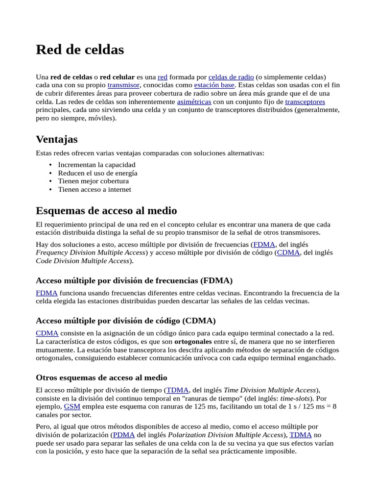 Descripción Red de Celdas | PDF | Red celular | Telecomunicaciones móviles
