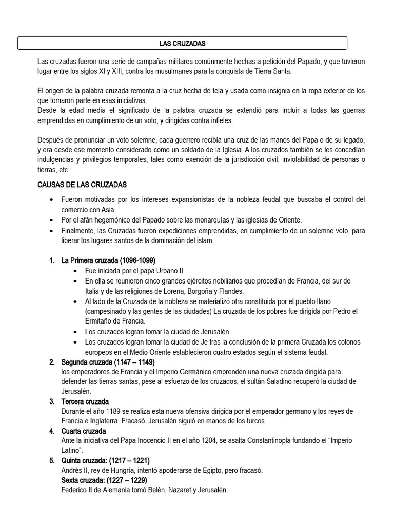 FICHA #03 Las Cruzadas | PDF | Cruzadas | imperio Bizantino