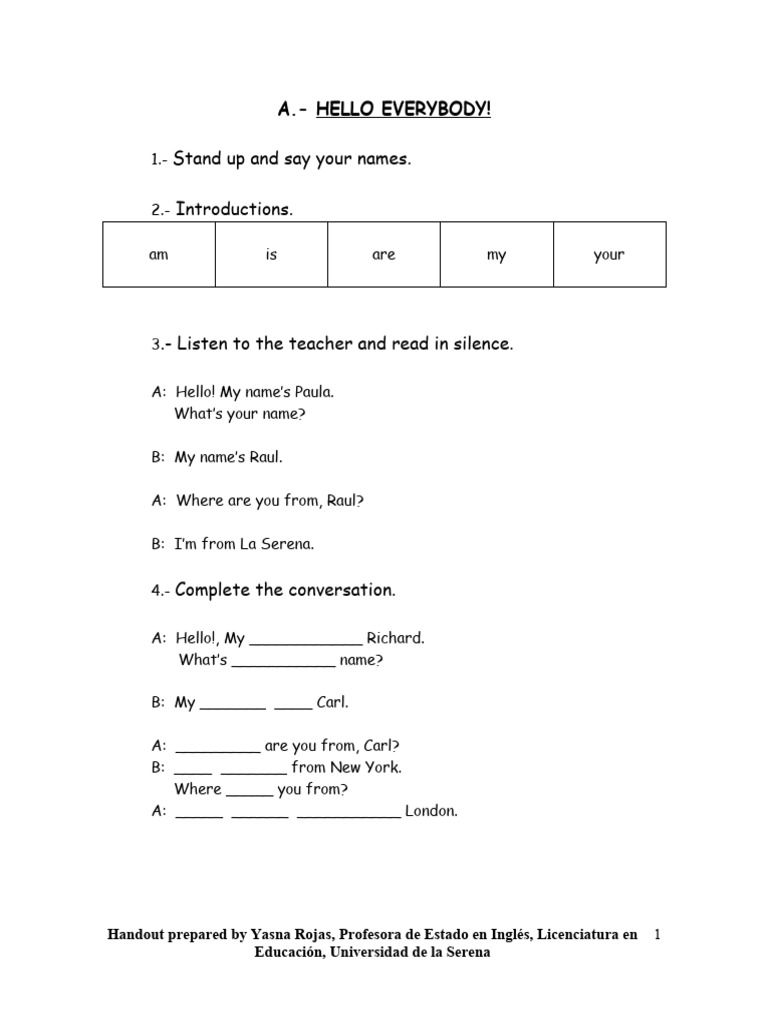 Basic Exercises Hello Everybody | PDF | Language Arts & Discipline ...