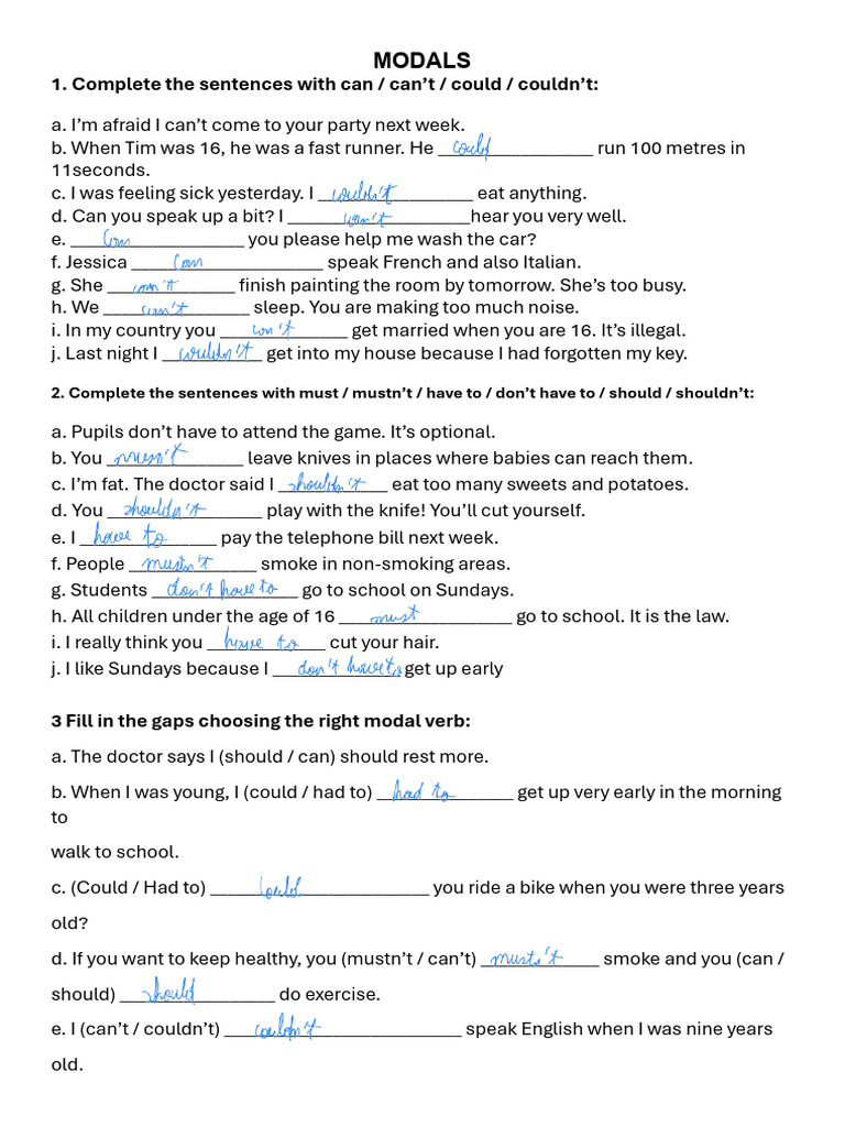 Modals 5 | PDF | Foreign Language Studies | Art