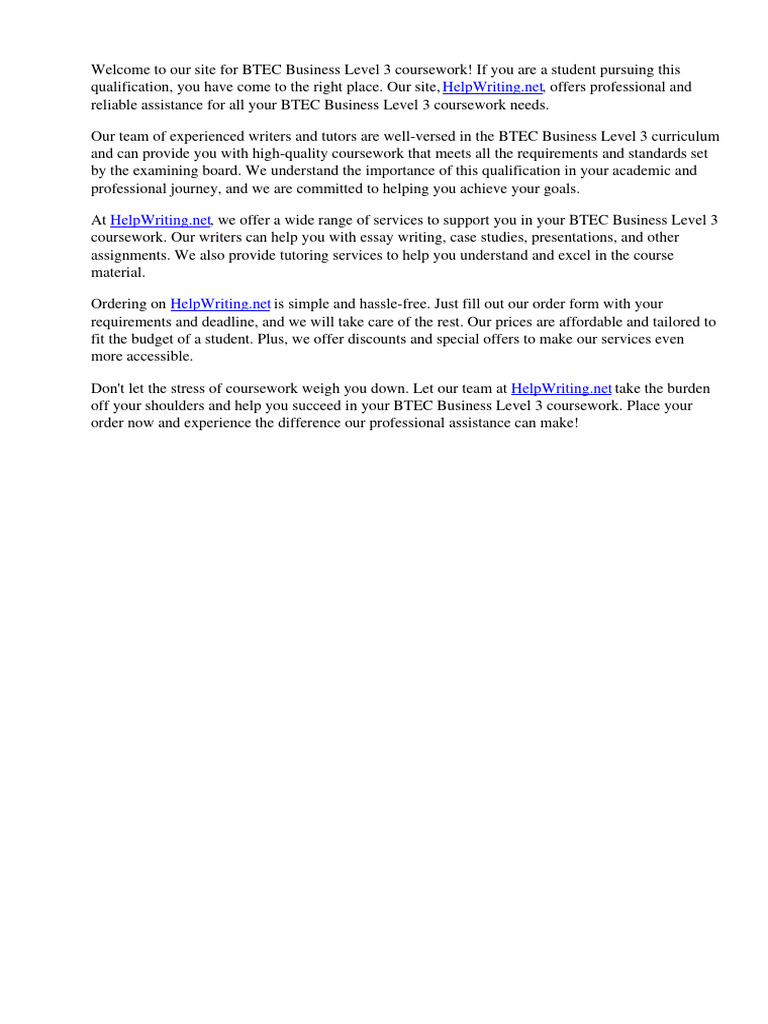 Btec Business Level 3 Coursework | PDF | Employment