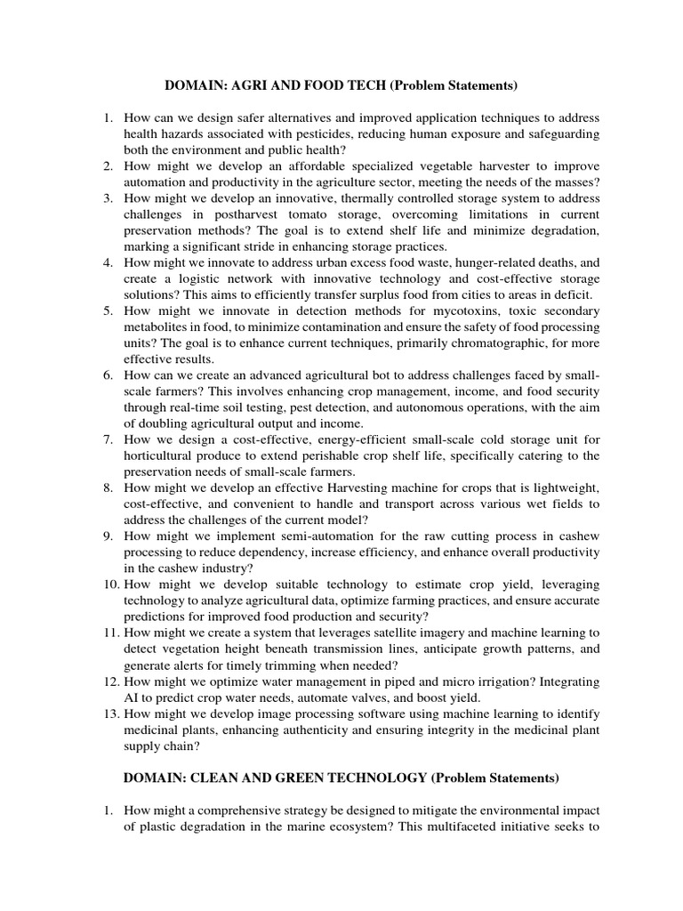 Ediis Hackthon Problem Statements Pdf Agriculture Artificial Intelligence 